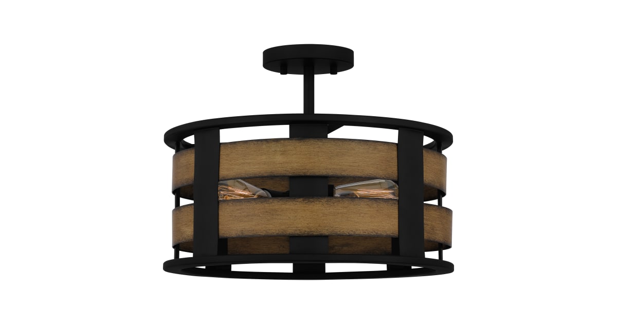 Quoizel QSF5337MBK Milton 3 Light 16" Wide Semi-Flush Drum Ceiling ...