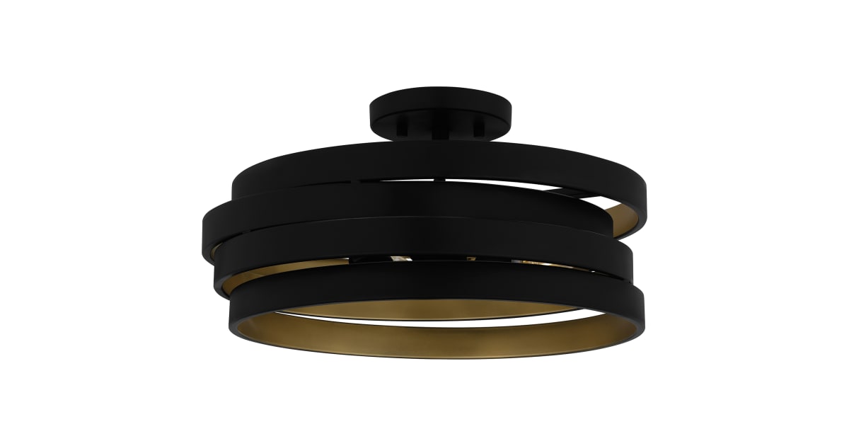 Quoizel QSF6223MBK Berner 3 Light 16" Wide Semi-Flush Drum Ceiling ...