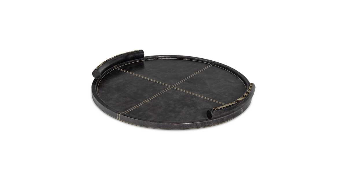 Regina Andrew 20-1610BLK Forte 18" Wide Leather Tray Round | Ferguson Home
