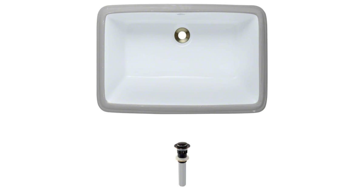 Rene R2-1001-W-PUD-ABR 21-1/2" Rectangular Porcelain Undermount ...