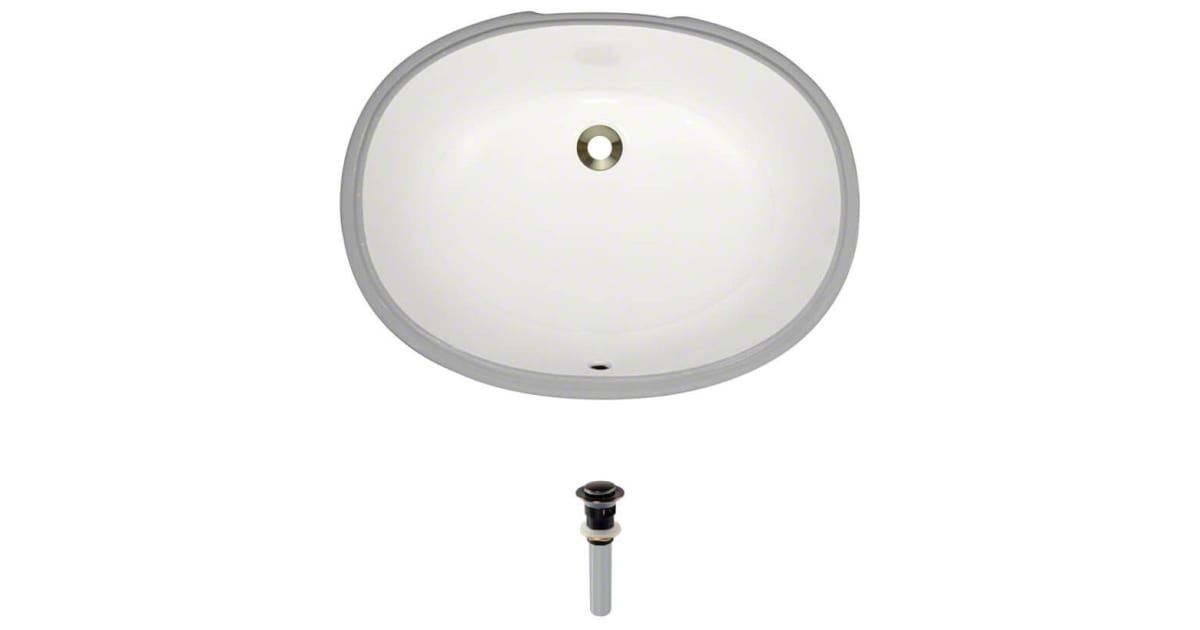 Rene R2-1005-B-PUD-ABR 22" Oval Porcelain Undermount Bathroom Sink with ...