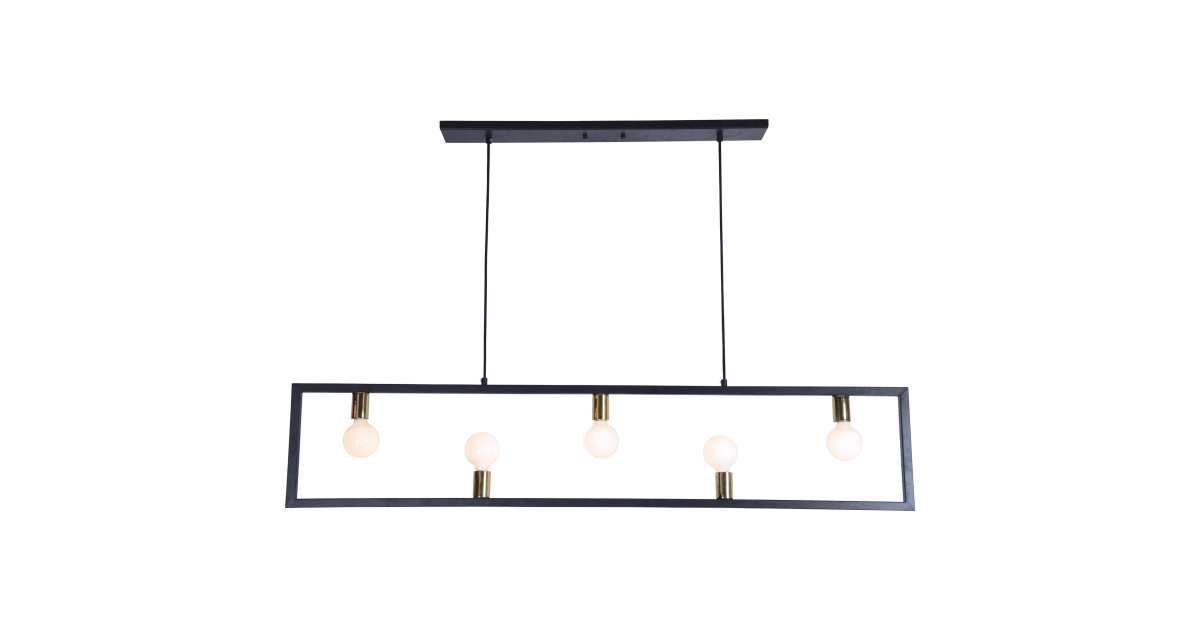 Ren Wil LPC4067 Vera 5 Light 55" Wide Linear Urban Black and Gold ...