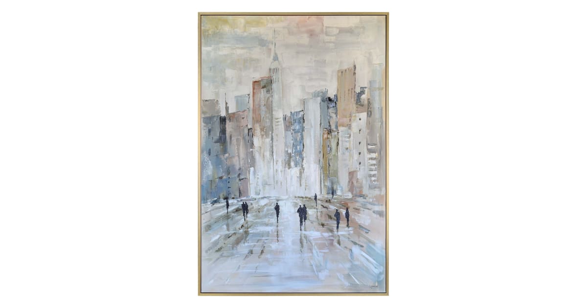 Ren Wil OL1778 Callisto 74" x 50" Cityscapes Painting On Canvas with ...