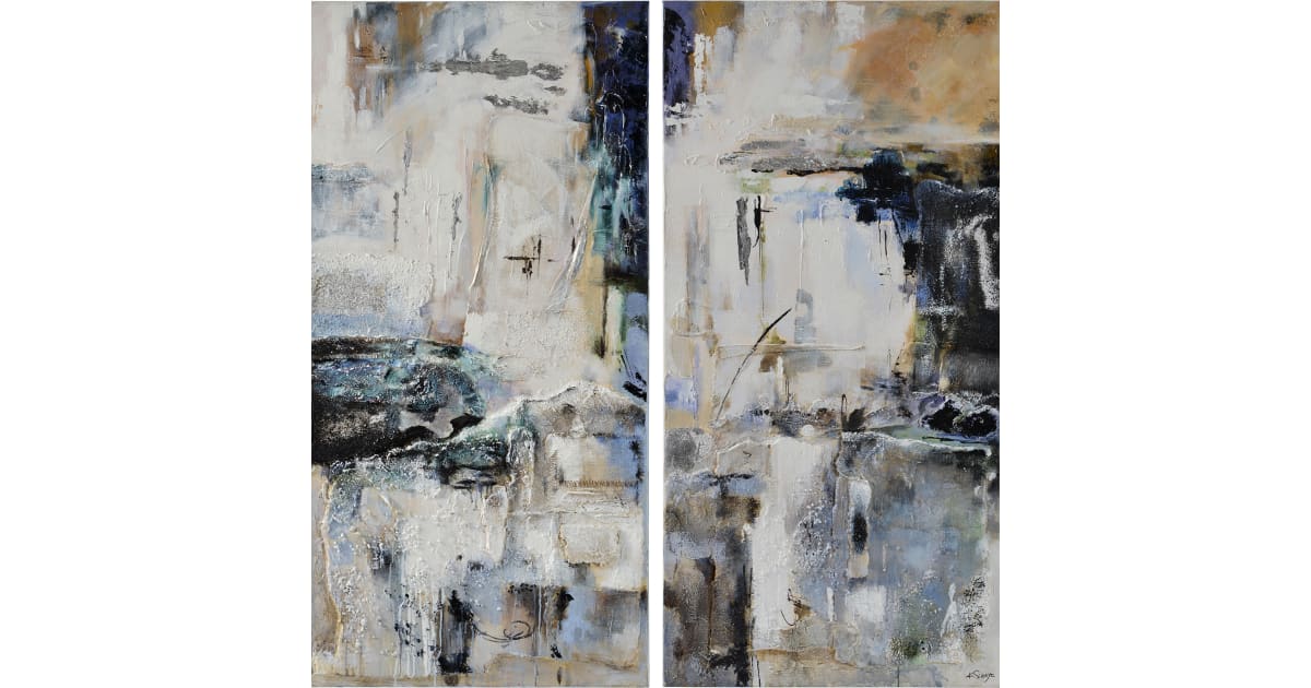 Ren Wil OL1899 Yaffa 60" x 30" Frameless Abstract Painting - Set of 2 ...