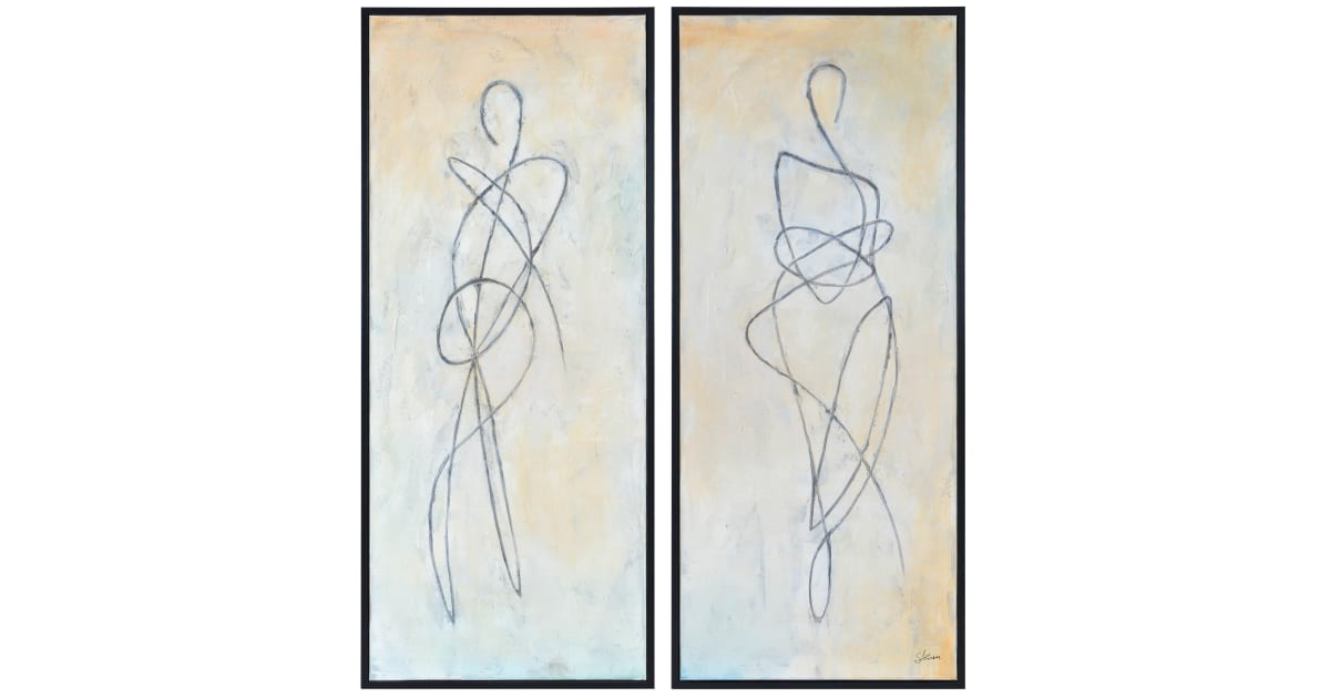Ren Wil OL2110 Self 49" x 21" Framed Abstract Painting - Set of 2 ...