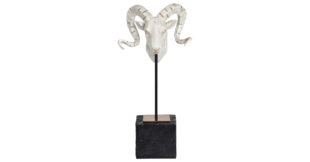 Ren Wil STA594 Capra 17 3/8" Tall Polyresin Ram Statue | Ferguson Home