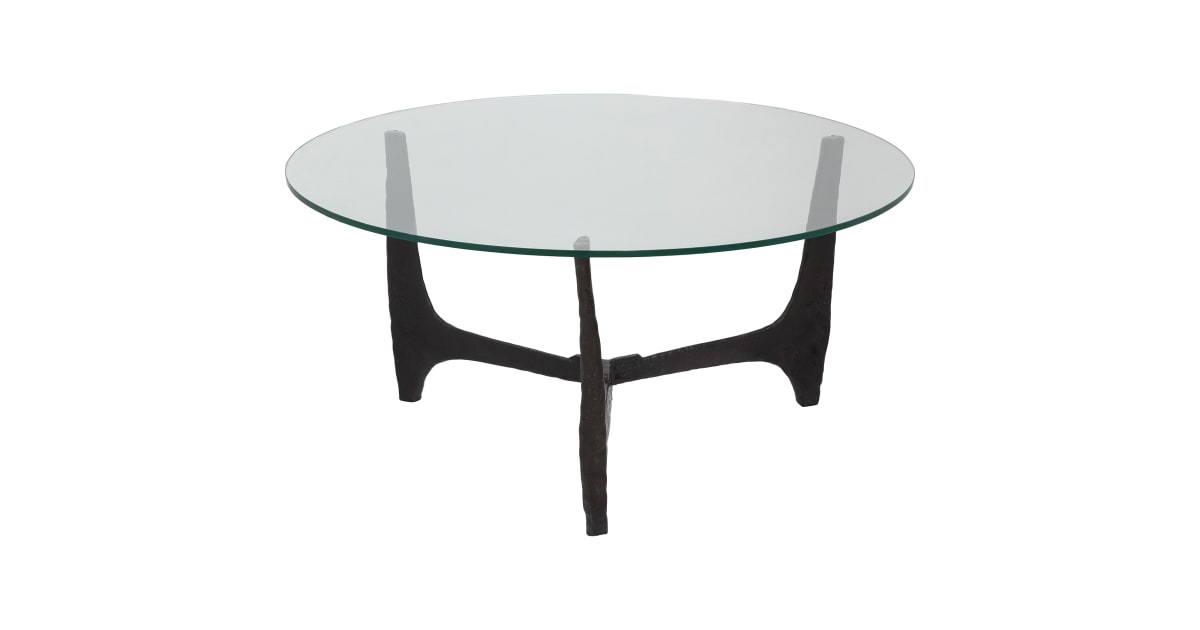 Ren Wil TA338 Jodene 34-3/4" Diameter Glass Top Aluminum Rustic Coffee ...