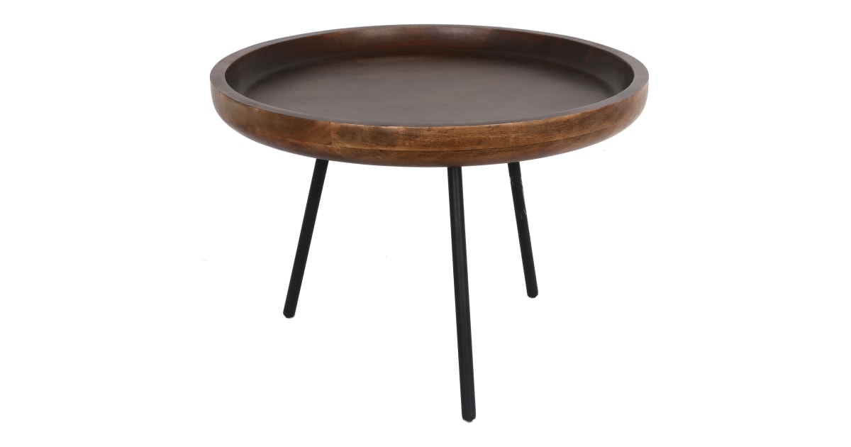 Ren Wil TA396 Brett 23-3/4" Diameter Wood Top Iron African Coffee Table ...