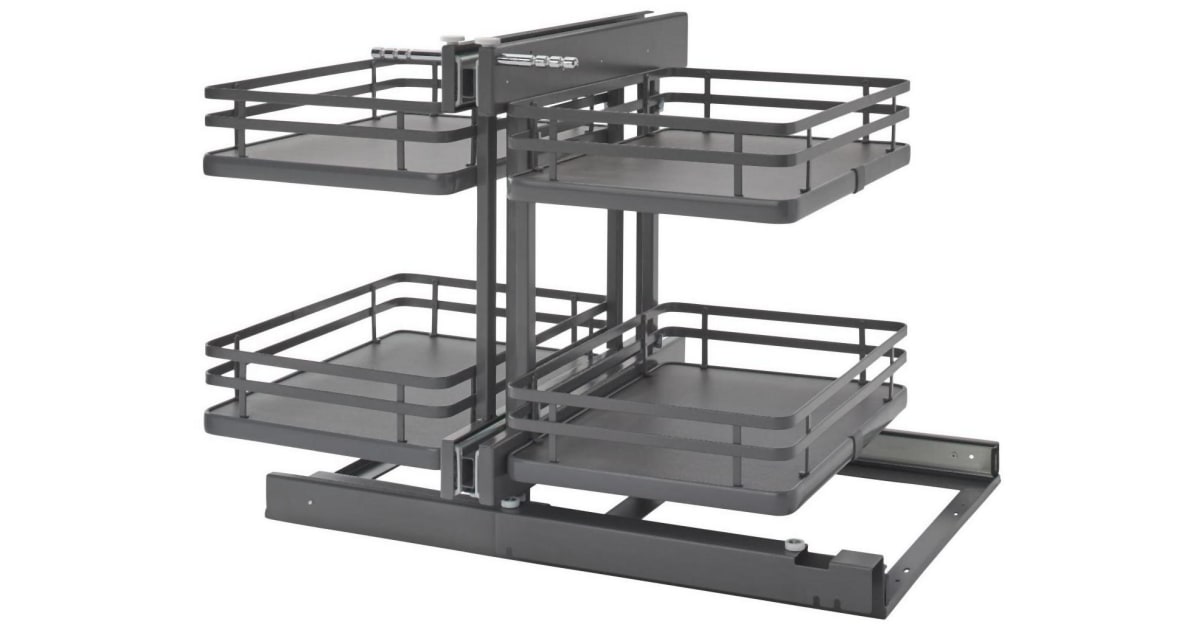 Rev-A-Shelf 53PSP-15SC-FOG Modern 26-3/8" Steel 2-Tier Pull Out Solid ...