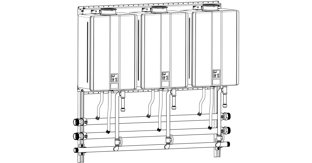 Rinnai TRW02IN 2 Unit Wall Mounted Tankless Water Heater Rack System ...
