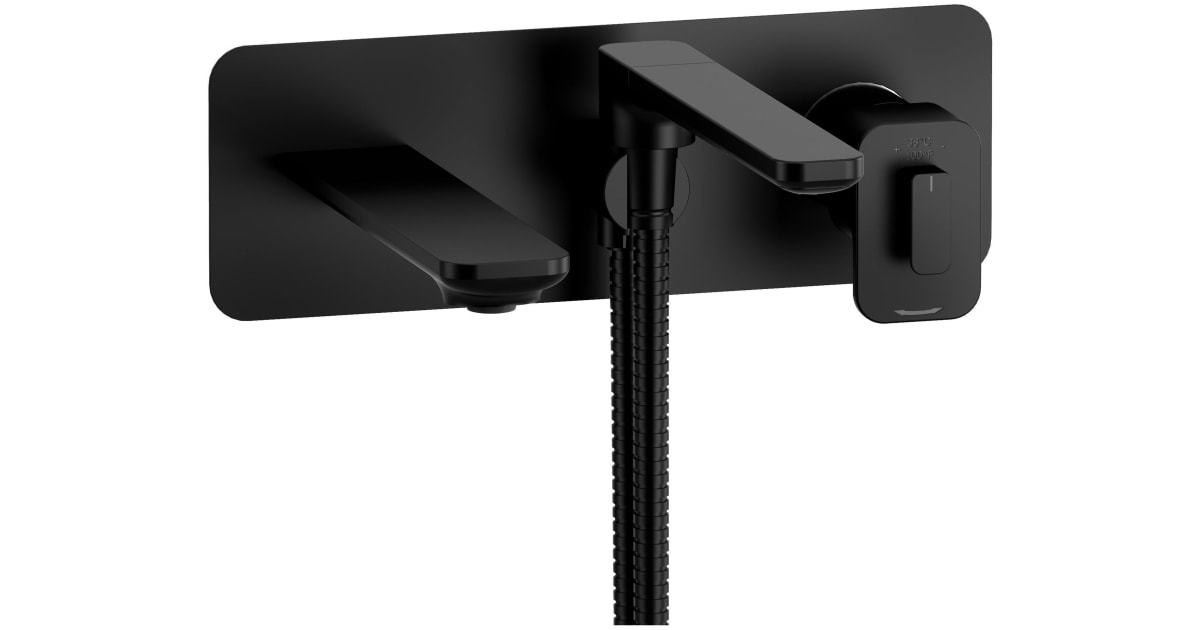 Riobel EQ21BK Equinox Wall Mounted Tub Filler with Built-In Diverter ...