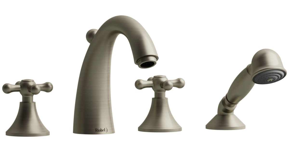 Riobel FI12+BN Classic Deck Mounted Roman Tub Filler with Built-In ...