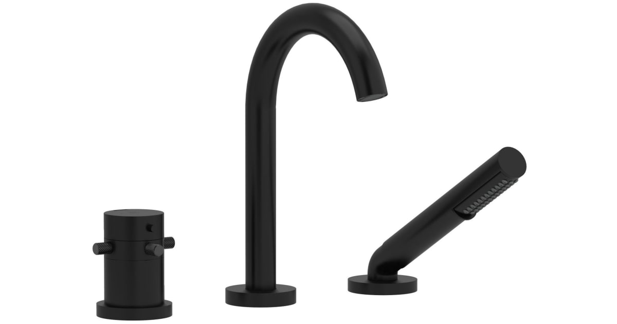 Riobel RU19+KNBK Riu Deck Mounted Roman Tub Filler with Built-In ...