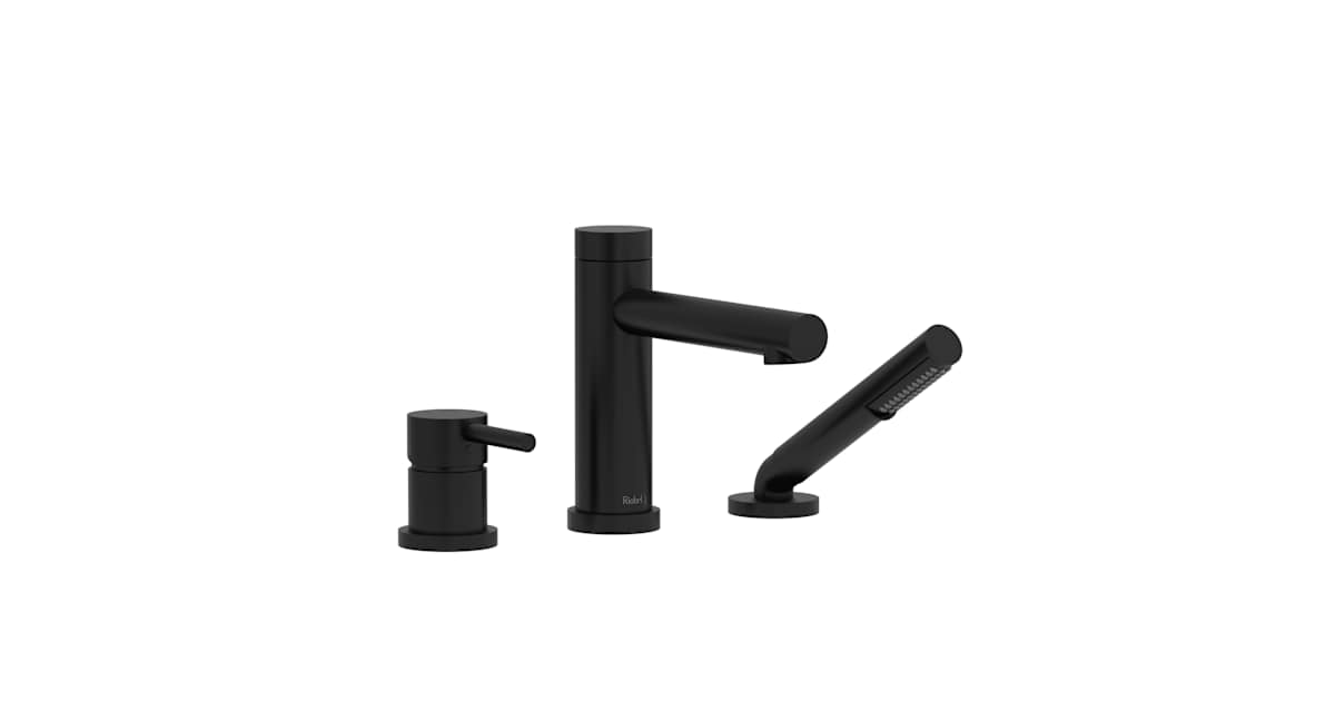 Riobel TGS10BK GS Deck Mounted Roman Tub Filler with Built-In Diverter ...