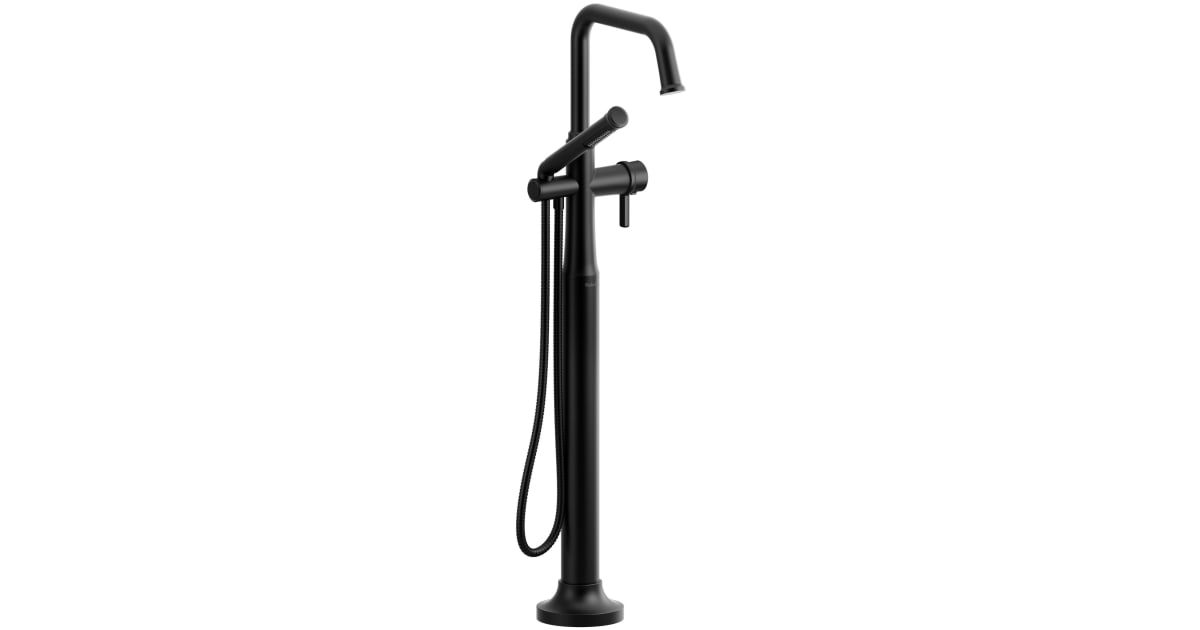 Riobel TMMSQ39JBK Momenti Floor Mounted Tub Filler with Built-In ...