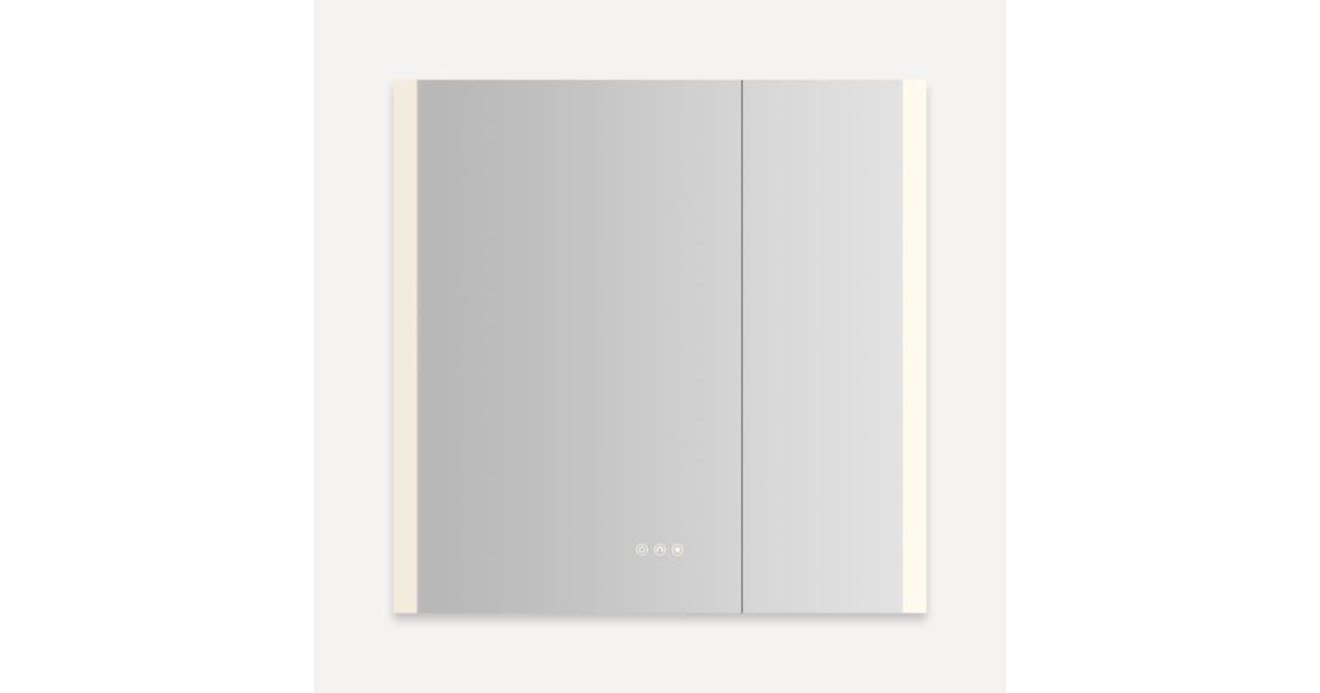 Robern AR3030D4FP2LE AiO Reserve 29-1/4" x 30" Lighted Frameless Double Door Medicine Cabinet ...
