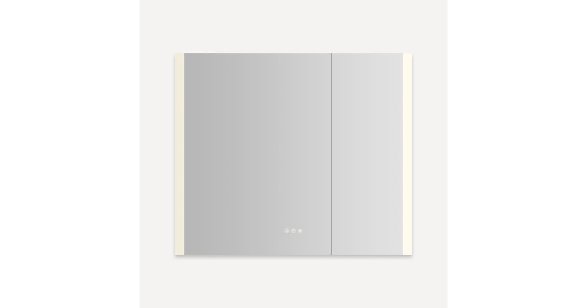 Robern AR3630D4FP2LE AiO Reserve 35-1/4" x 30" Lighted Frameless Double Door Medicine Cabinet ...