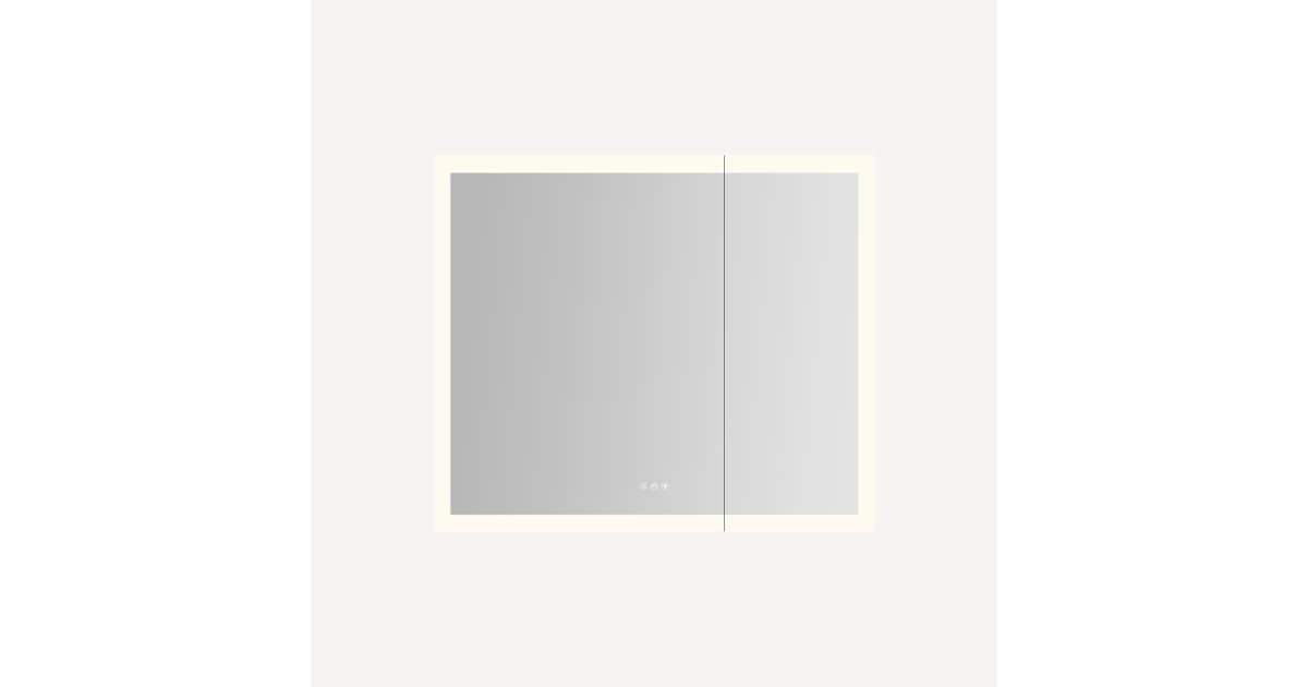 Robern AR3630D4FP2LP AiO Reserve 35-1/4" x 30" Lighted Frameless Double Door Medicine Cabinet ...