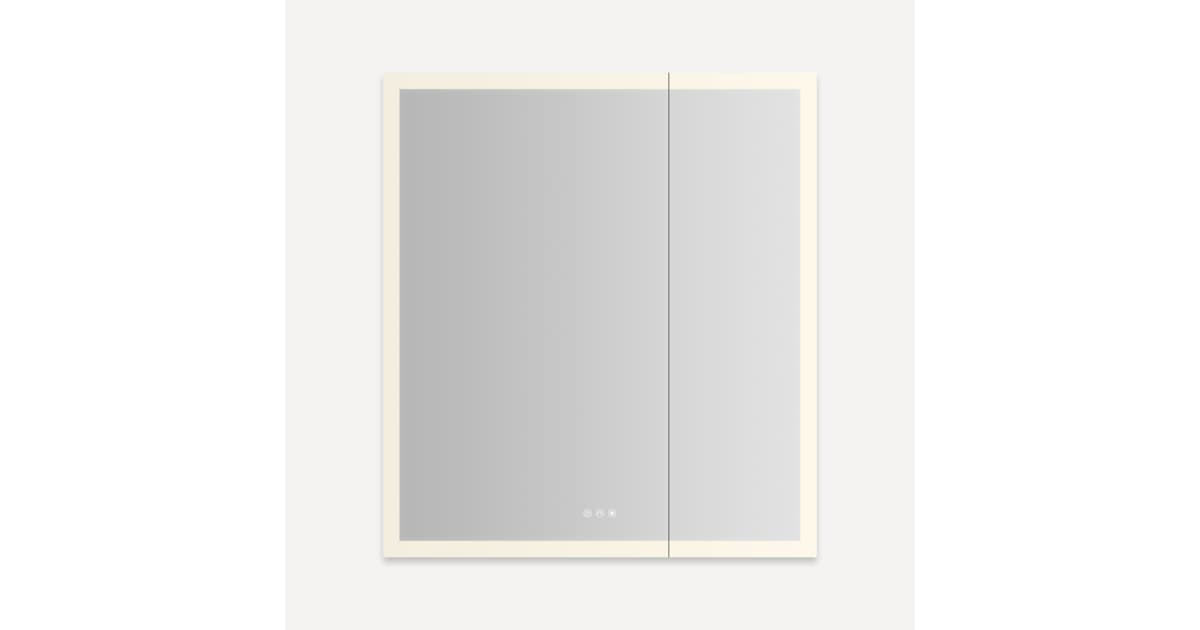 Robern AR3640D4FP2LP AiO Reserve 35-1/4" x 39-3/8" Lighted Frameless Double Door Medicine ...