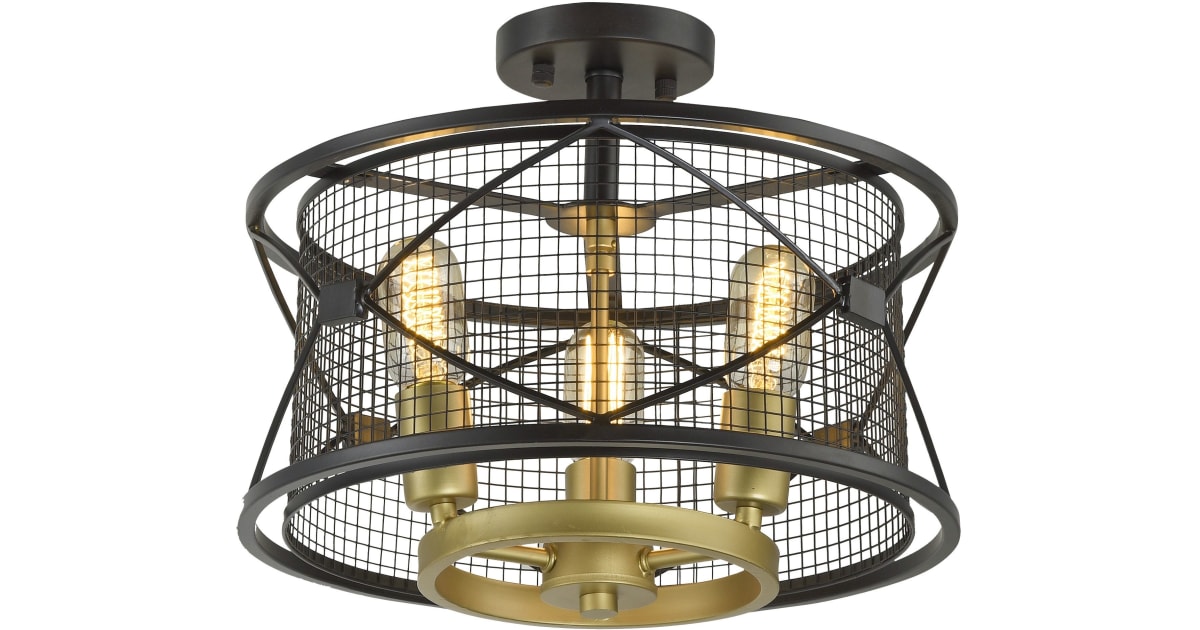 Rogue Decor 612600 Harlequin 3 Light 15" Wide Semi-Flush Drum Ceiling ...