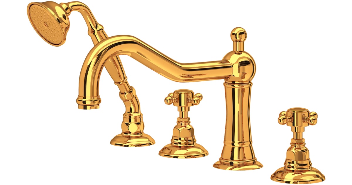 Rohl A1404XMIB Acqui Deck Mounted Roman Tub Filler with Built-In ...