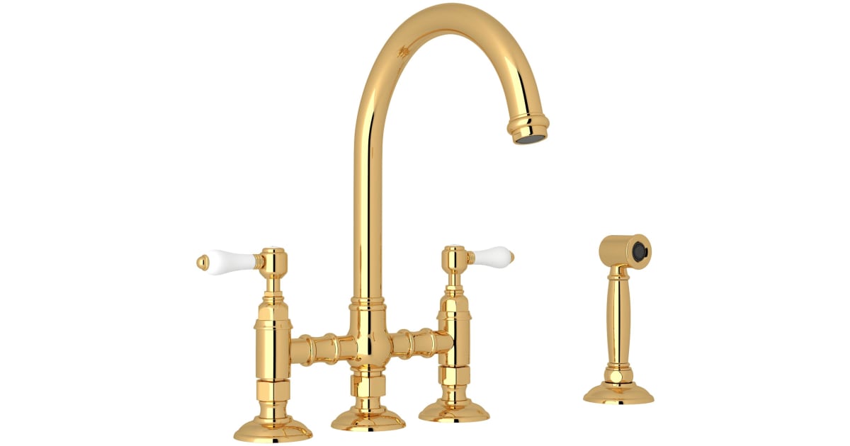 Rohl A1461LPWSIB-2 San Julio 1.5 GPM Widespread Bridge Kitchen Faucet ...