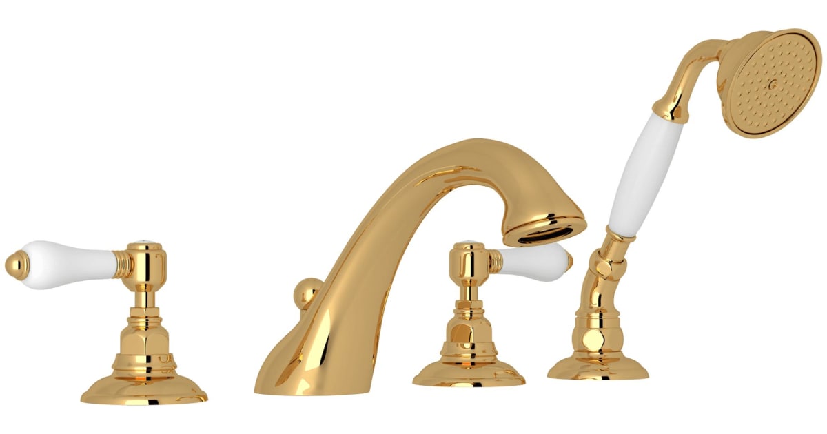 Rohl A1464LPIB Acqui Deck Mounted Roman Tub Filler with Built-In ...