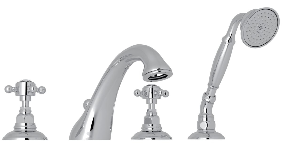 Rohl A1464XCAPC Viaggio Deck Mounted Roman Tub Filler with Built-In ...