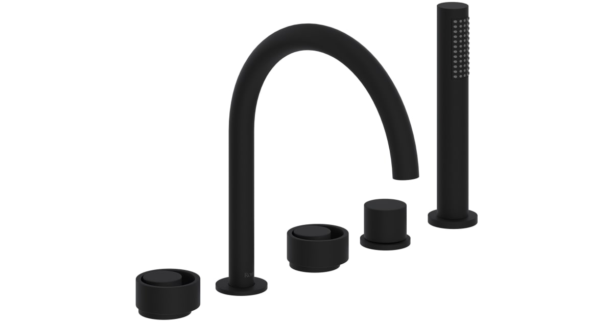 Rohl EC06D5IWMB Eclissi Deck Mounted Roman Tub Filler with Built-In ...