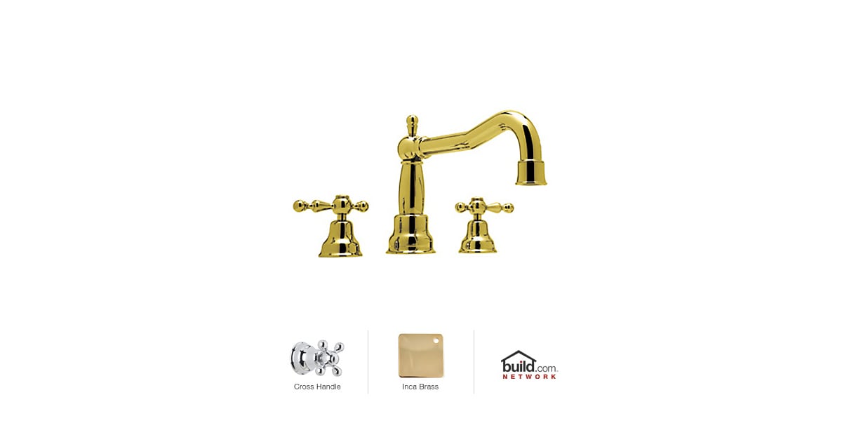Rohl AC252X-IB Cisal Deck Mounted Roman Tub Filler with Metal Cross ...