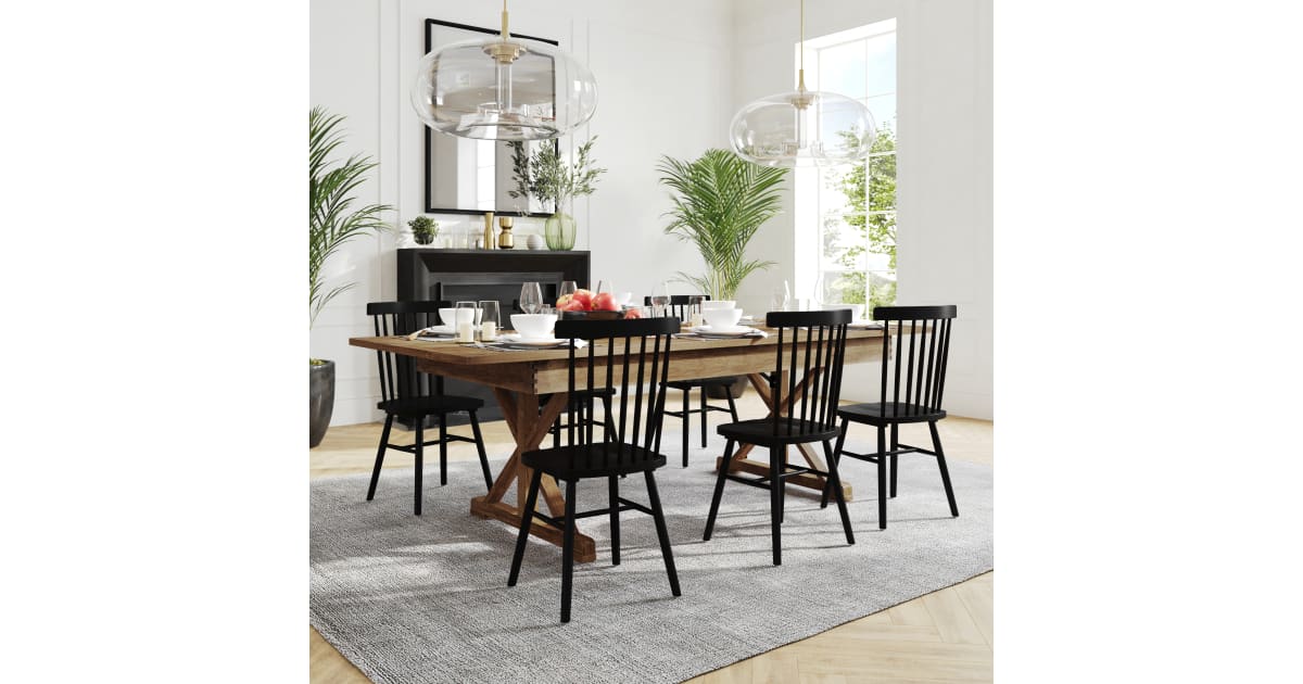 Roseto FFIF31765ATR Kira 96" Wide Pine Wood Dining Table with X Legs ...