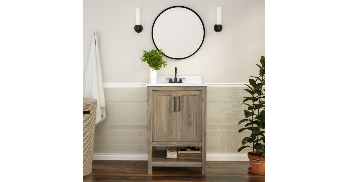 Roseto FFVS71985BRWH Pinnacle 24" Free Standing Single Basin Vanity Set ...