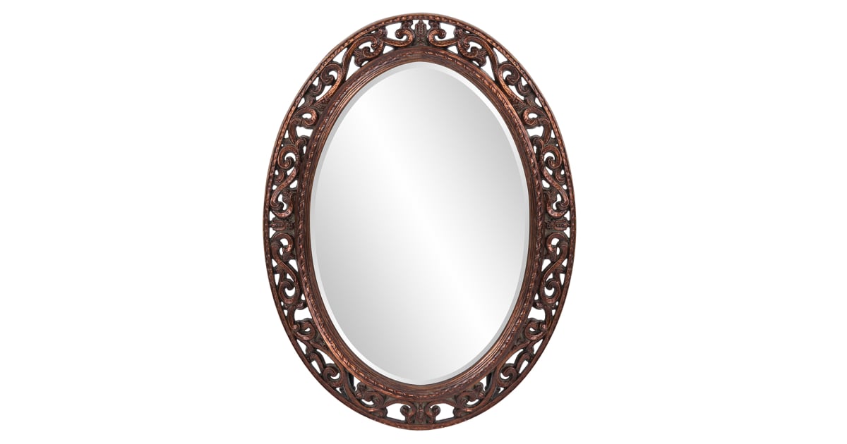 Roseto HEMIR73794ANTC 28" W x 38" H Oval Framed Bathroom Mirror ...