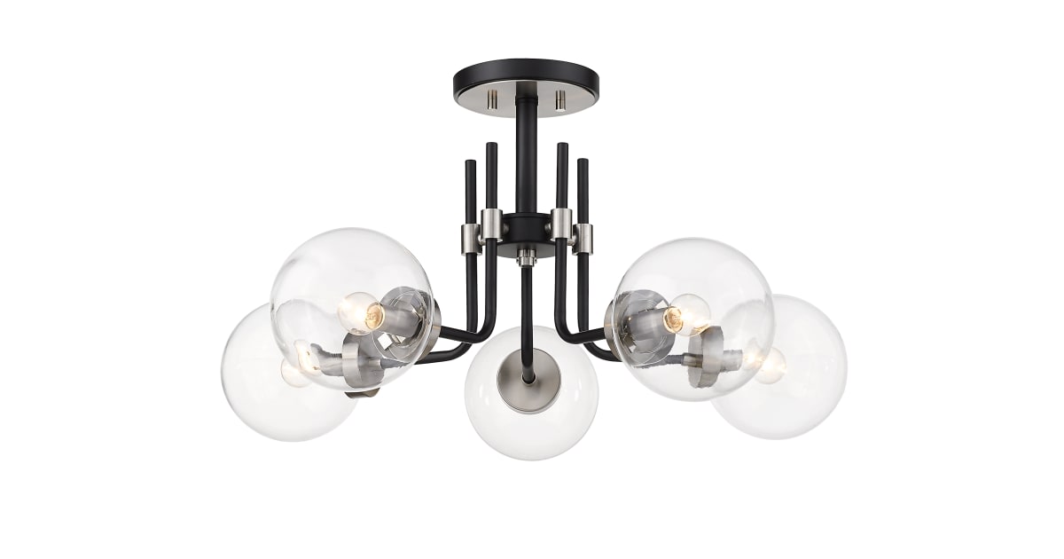 Roseto ZCF57317MBKBN Oscar 5 Light 27" Wide Semi-Flush Ceiling Fixture ...