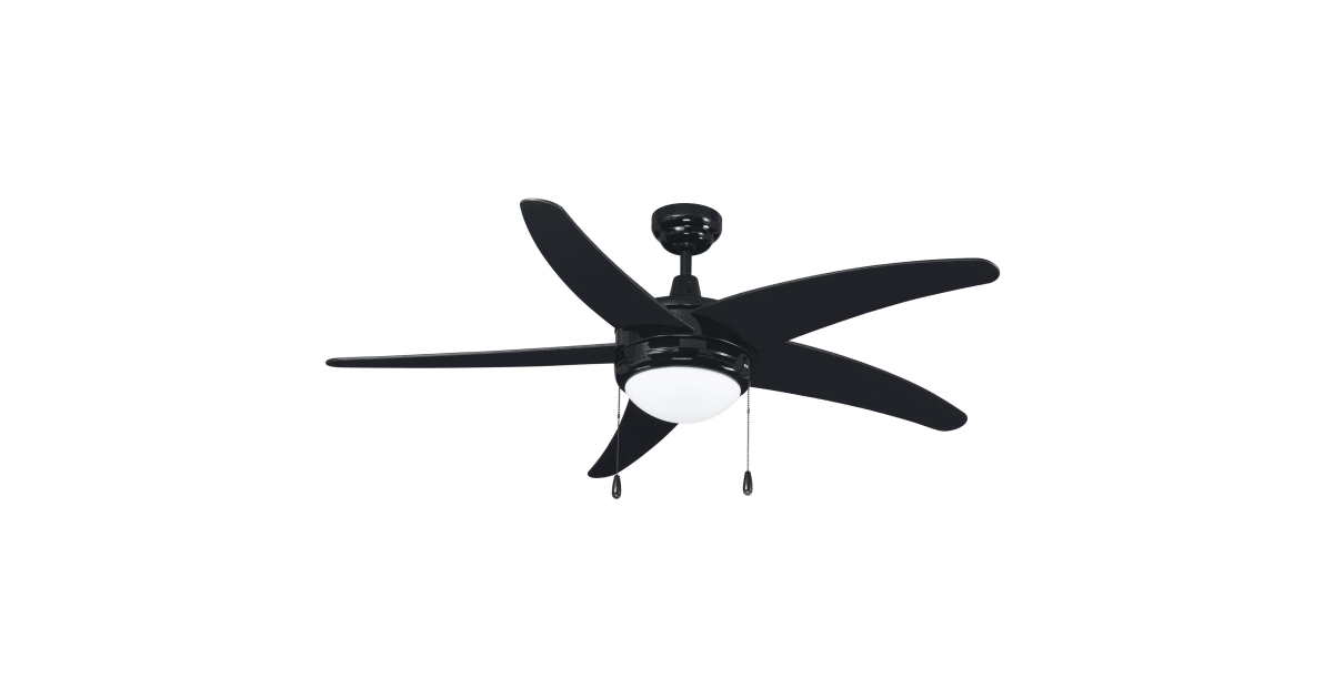 RP Lighting and Fans 1025LED-BK-BK Mirage I 50" 5 Curved Blade Indoor ...