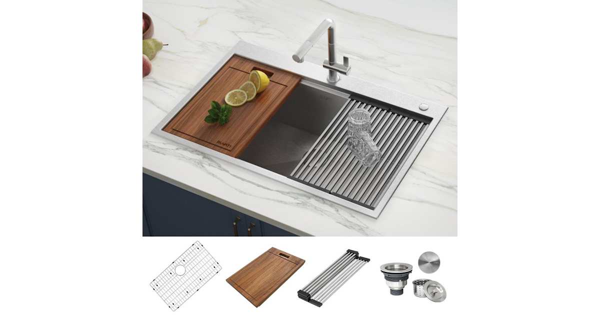 Ruvati RVH8002 Siena 33" Drop In Single Basin Stainless Steel Kitchen ...