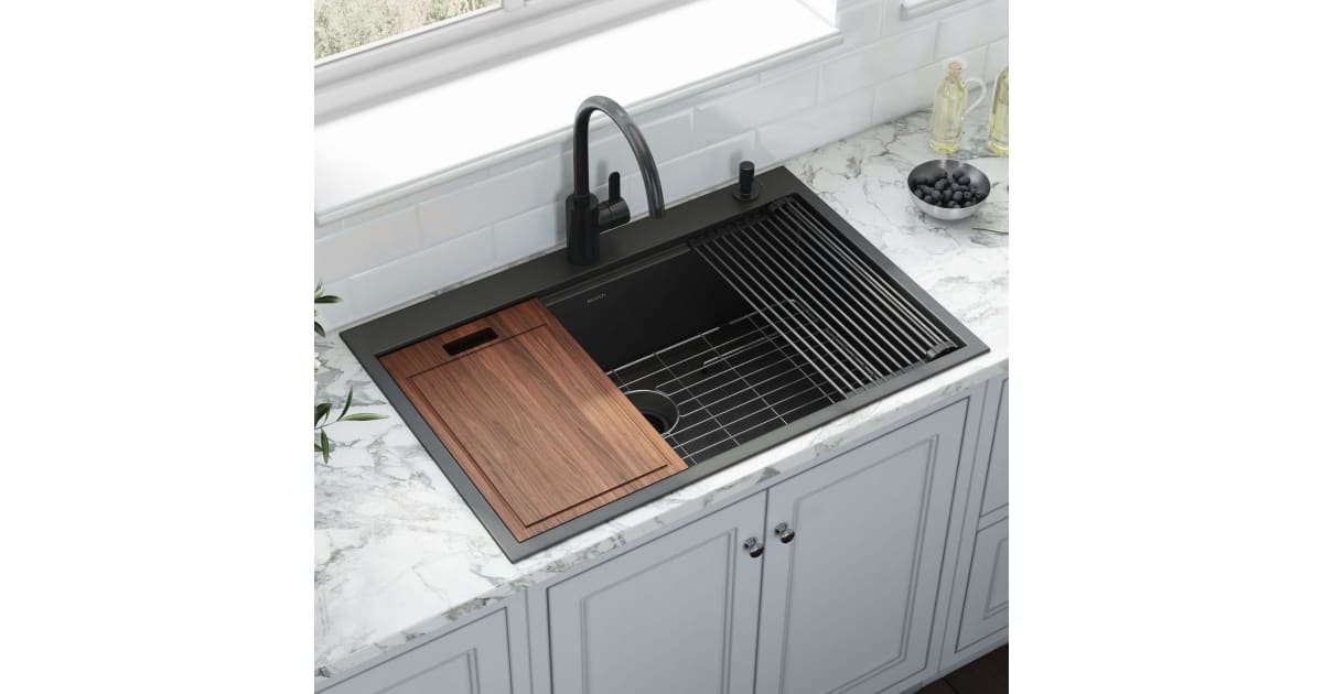 Ruvati RVH5003BL Giana 33" Drop In Single Basin Stainless Steel Kitchen ...