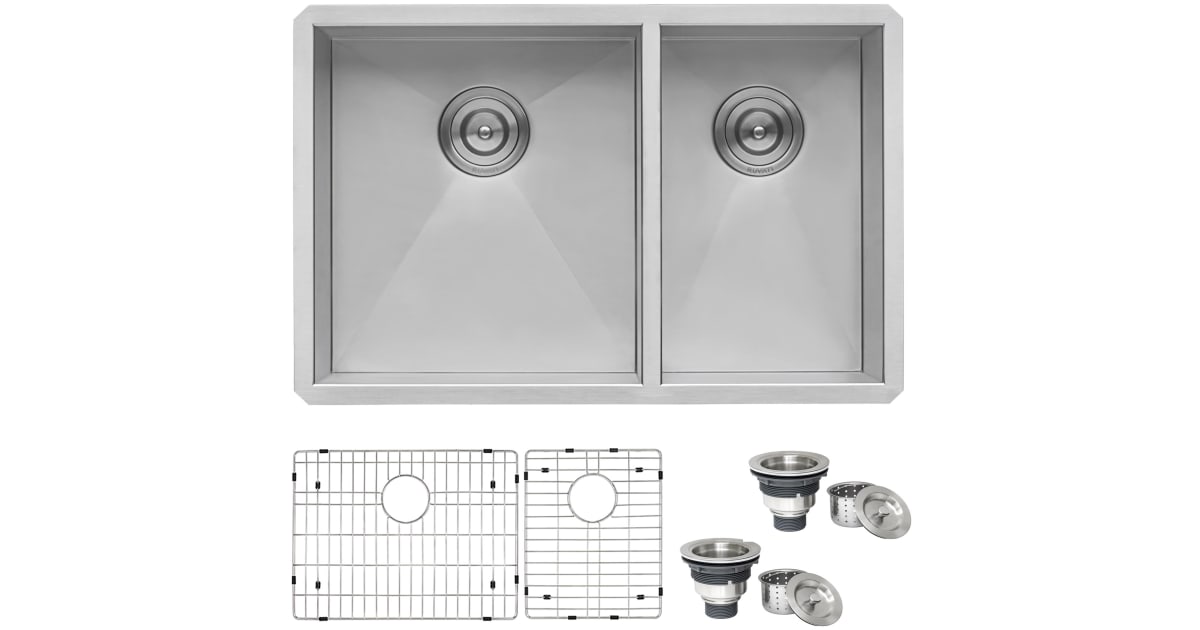 Ruvati RVH7200 Nesta 29" Undermount Double Basin 16 Gauge Stainless ...