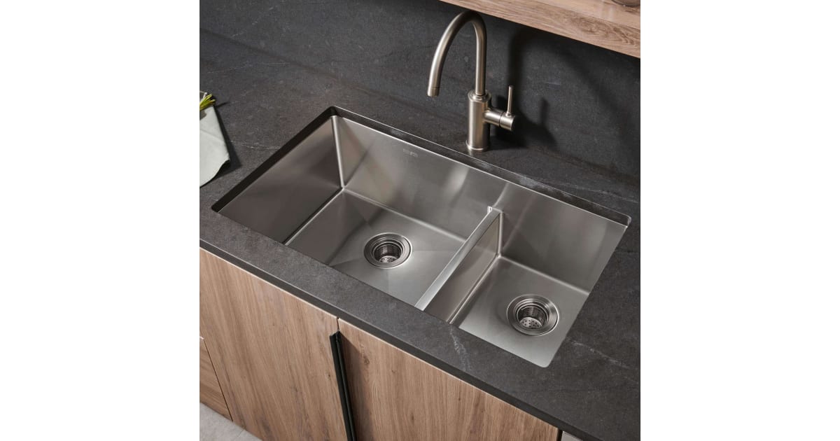 Ruvati RVH7357 Urbana 30" Low-Divide Undermount Rounded Corners 60/40 ...