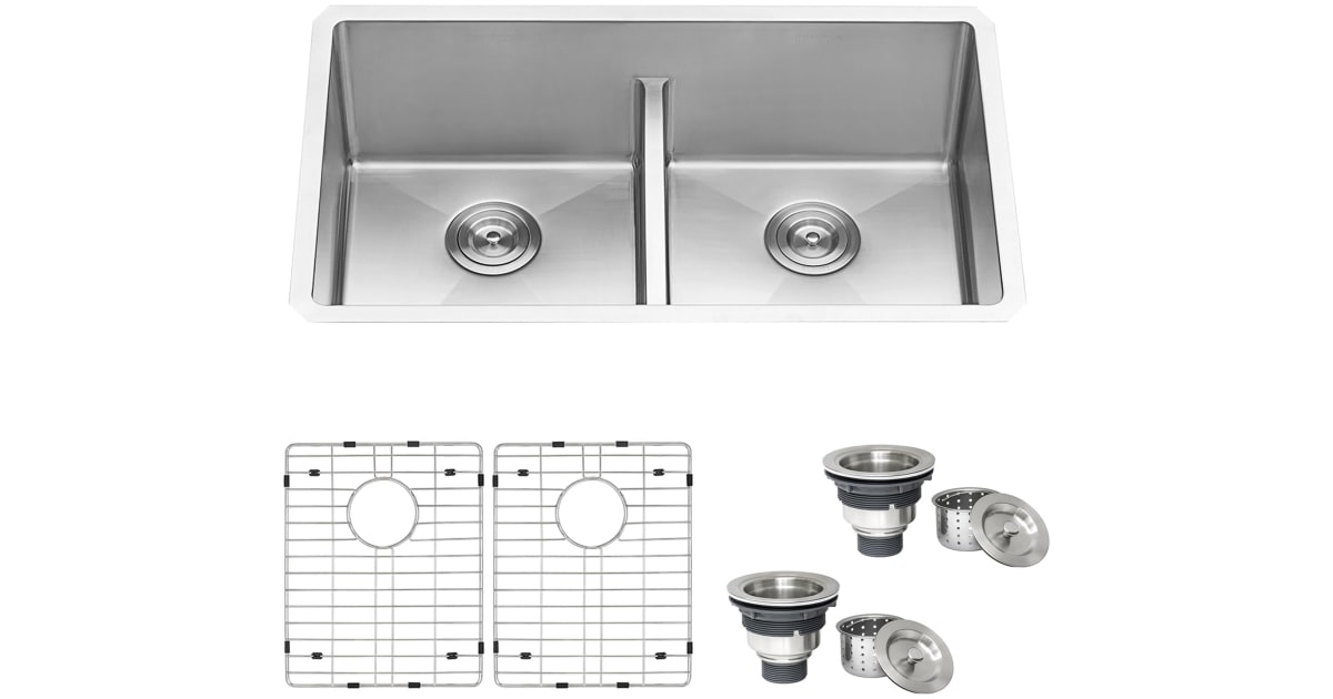Ruvati RVH7411 Gravena 32" Undermount Double Basin 16 Gauge Stainless ...