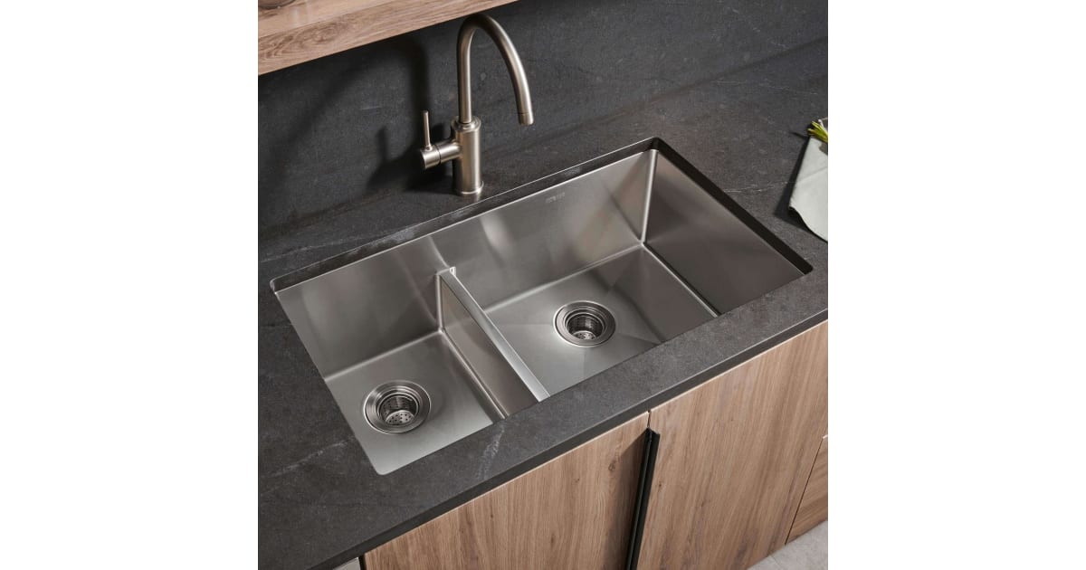 Ruvati RVH7418 Urbana 33" Undermount Double Basin Stainless Steel ...