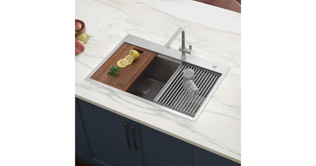 Ruvati RVH8036 Siena 33" Drop In Double Basin Stainless Steel Kitchen ...