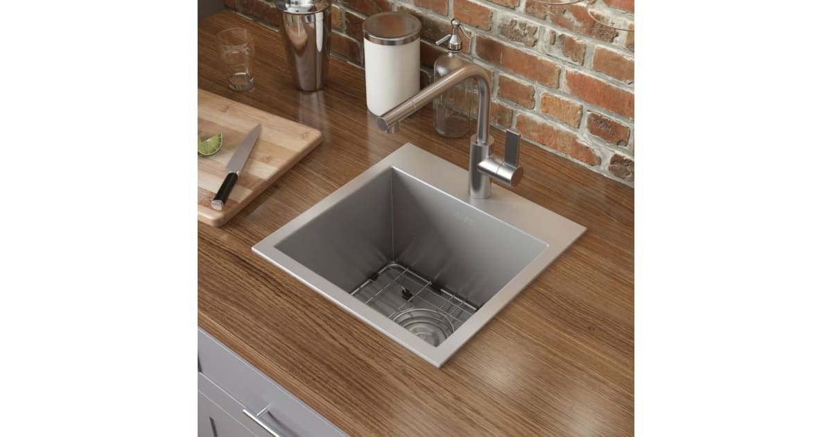 Ruvati RVH8118 Tirana 18" Drop In Single Basin Stainless Steel Bar Sink ...