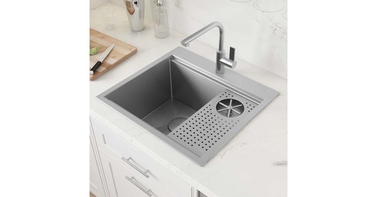 Ruvati RVH8262ST Ibiza 22" Drop In Single Basin Stainless Steel Bar ...