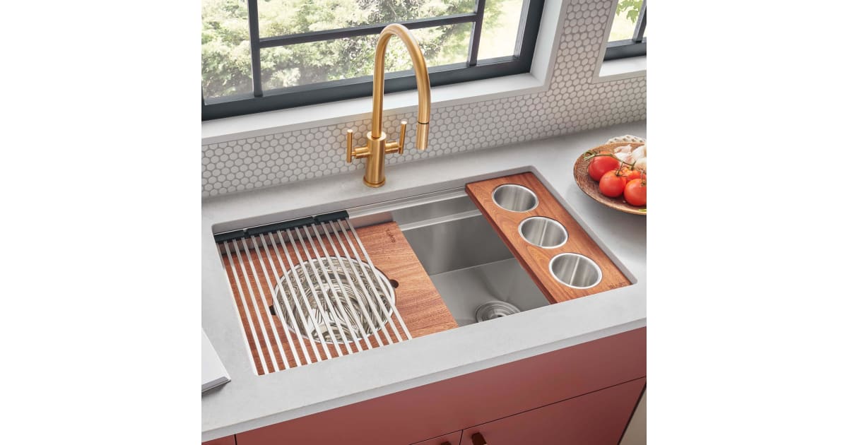 Ruvati RVH8299 Dual-Tier 39" Undermount Single Basin Stainless Steel ...