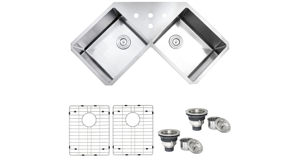 Ruvati RVH8400 Gravena 43-3/4" Undermount Double Basin 16 Gauge ...
