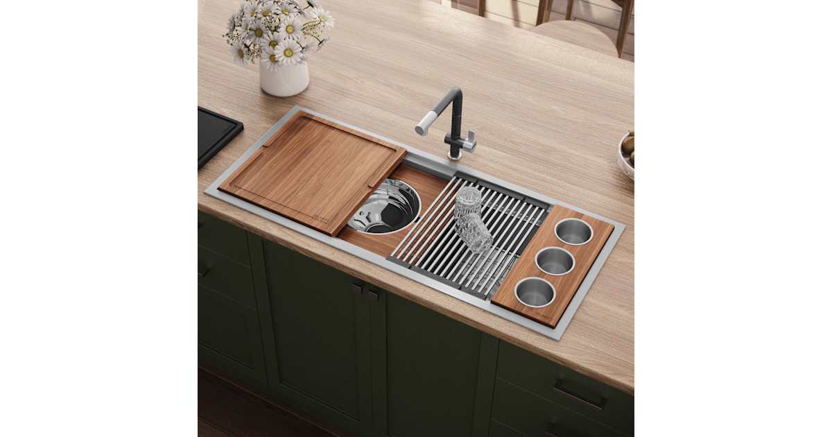 Ruvati RVH8433 Dual-Tier 45" Drop In Single Basin Stainless Steel ...