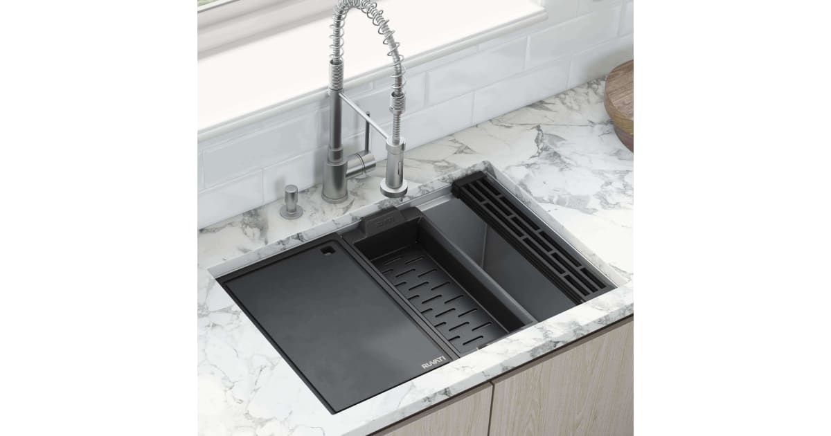 Ruvati RVH8573 Veniso Nova 27" Workstation Slope Bottom Offset Drain ...