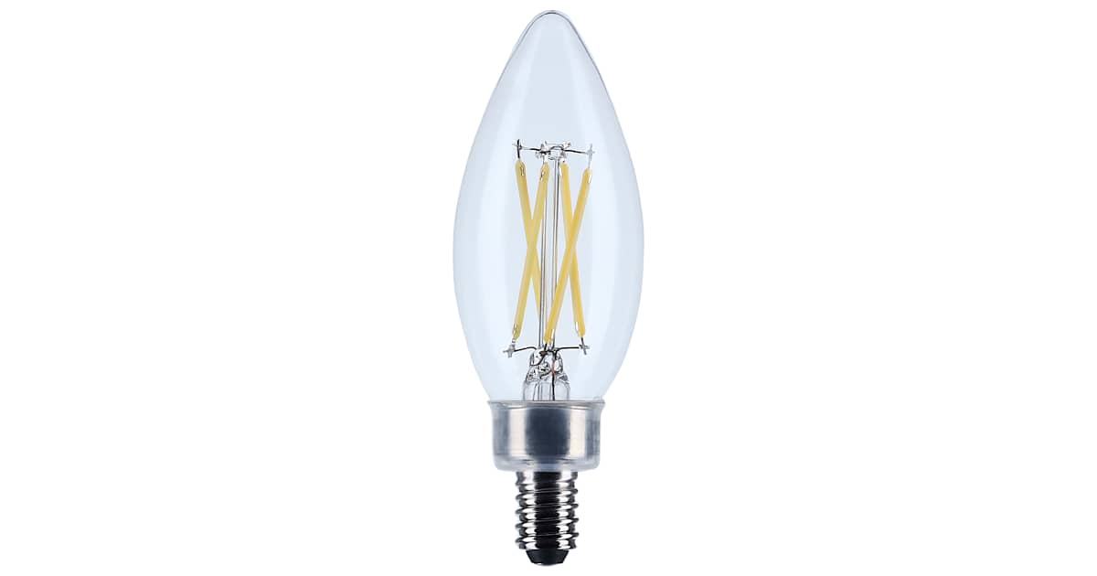 Satco Lighting S12493 4 Watt Dimmable B11 Candelabra (E12) LED Bulbs- 350 Lumens, 5000K, and ...