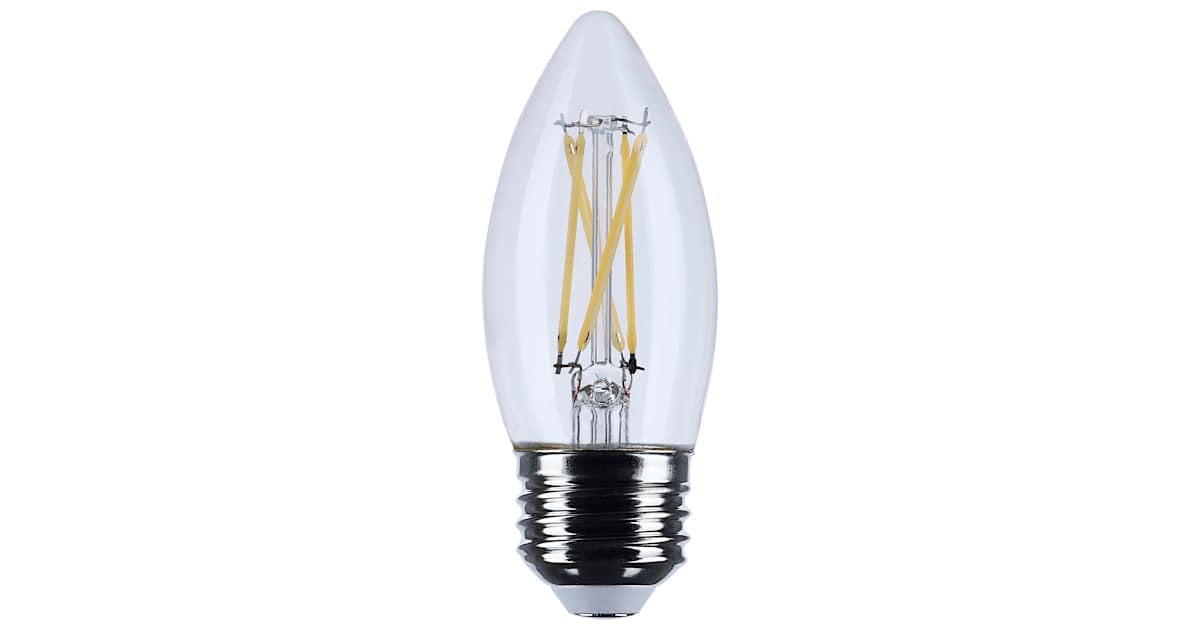 Satco Lighting S12502 5.5 Watt Dimmable B11 Medium (E26) LED Bulb- 500 Lumens, 3000K, and 90CRI ...
